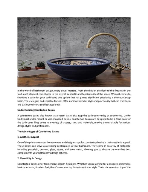 What Are the Different Types of Bathroom Basins Available Today | PPTX ...
