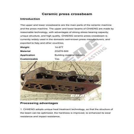 Ceramic press crossbeam | PDF