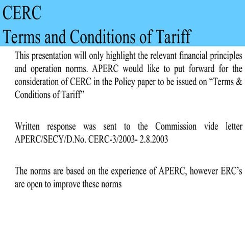 Terms and Conditions of Tariff presentation | PPT