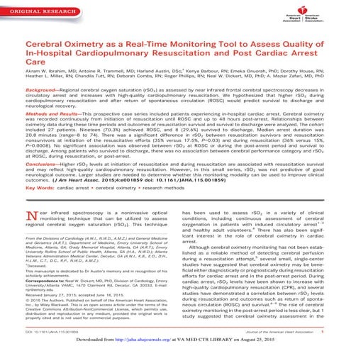 Cerebral oximetry as a real time monitoring tool to assess quality | PDF