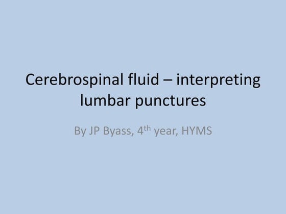 Lumbar puncture | PPTX | First Aid | Injuries