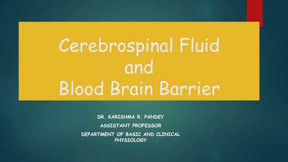 Cerebrospinal fluid (CSF) and interpreting lumbar puncture | PPT