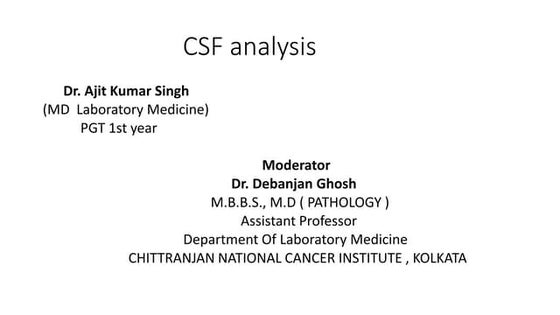 Collection, transport and processing of clinical specimens: CSF | PPTX