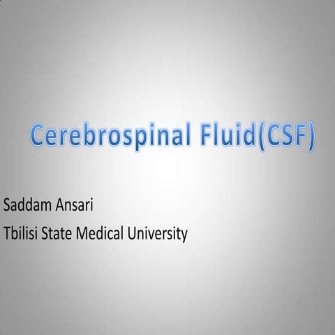 Cerebrospinal fluid(csf) | PPT