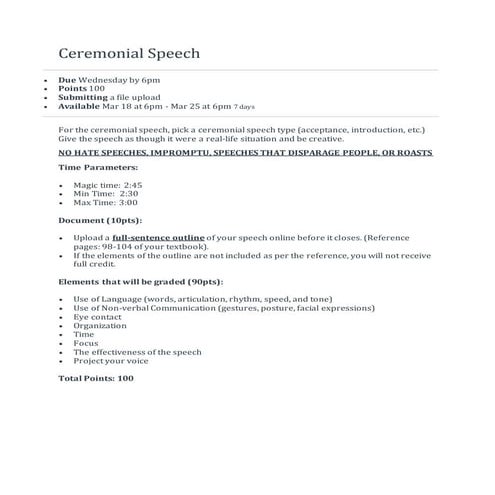 Ceremonial speech | DOCX