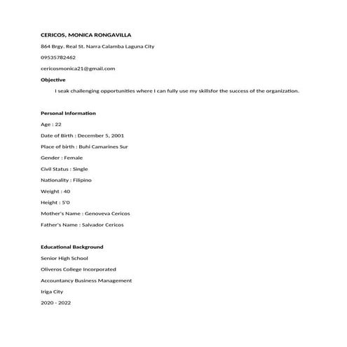 Educational requirements monica R. cericos | PDF