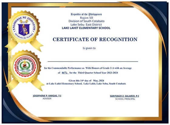 Sample editable certificate WITH HONORS 2023 - 2024.docx | Professional ...