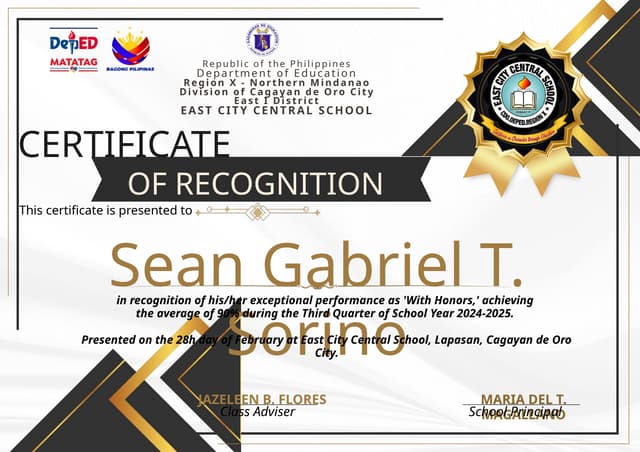 Sample editable certificate WITH HONORS 2023 - 2024.docx