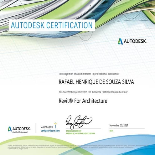 Autodesk Revit Certificate Pdf