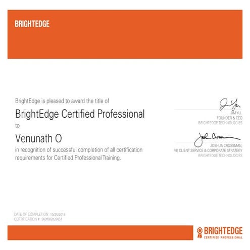 BrightEdge Certified Professional | PDF