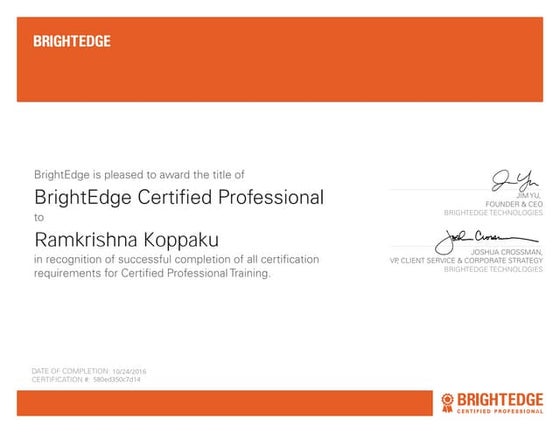 Jeffrey Bakus BrightEdge Certificate | PPT
