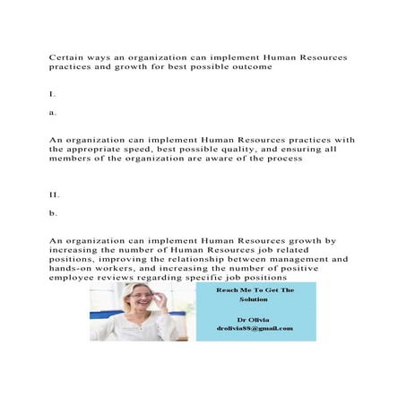 Certain ways an organization can implement Human Resources practic.docx