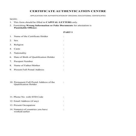 Certificate attestation Application form | PDF