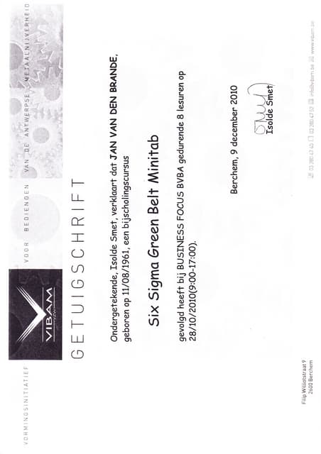 Certificate Lean Thinking | PDF