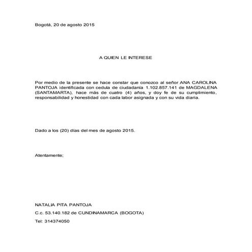 Certificacion personal | DOCX