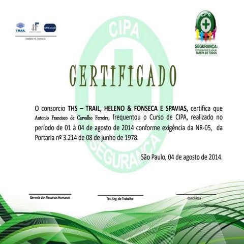Modelo de Certificado CIPA | PPT