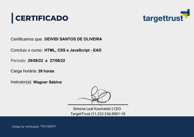 Certificado Html Css E Javascript Ppt