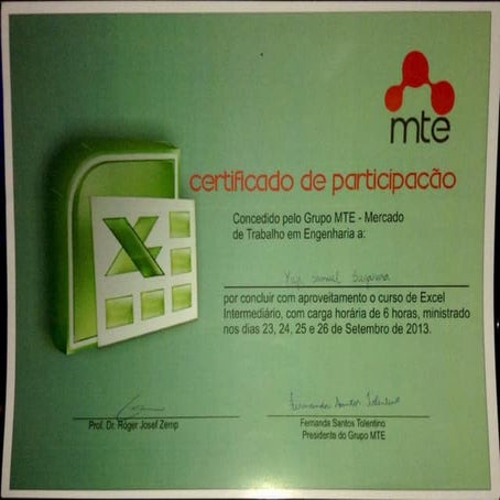 Certificado - Excel MTE | PPT