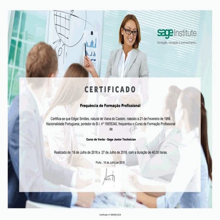 Certificado - Sage Junior Technician | PDF