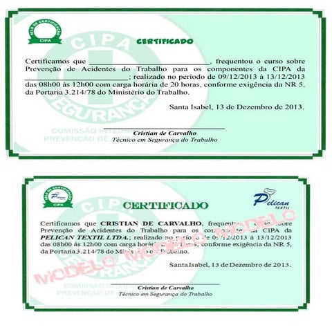 Modelo de Certificado CIPA | PPT