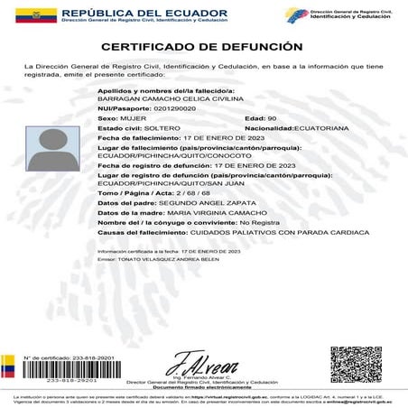 Certificado de defunci | PDF