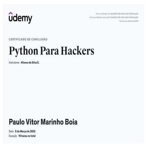 CERTIFICADO DE PYTHON PARA HACKERS.pdf | Web Development | Internet