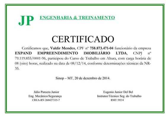 CERTIFICADO HEUT CBSP | PDF
