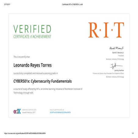 CYBER501x: Cybersecurity Fundamentals | PDF