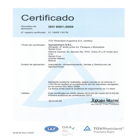 Certificacion ISO 9001 | PDF