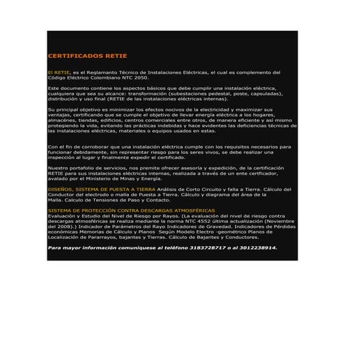 Certificados Retie | PDF