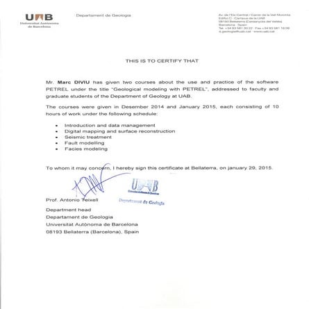 Petrel Certificate | PDF