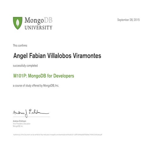 MongoDB for Developers Certificate | PDF