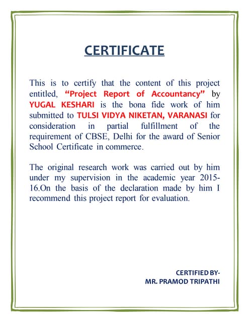 Project front page, index, certificate, and acknowledgement | DOCX