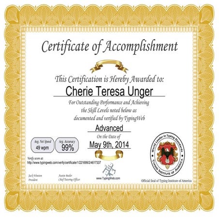 Typing Certificate | PDF
