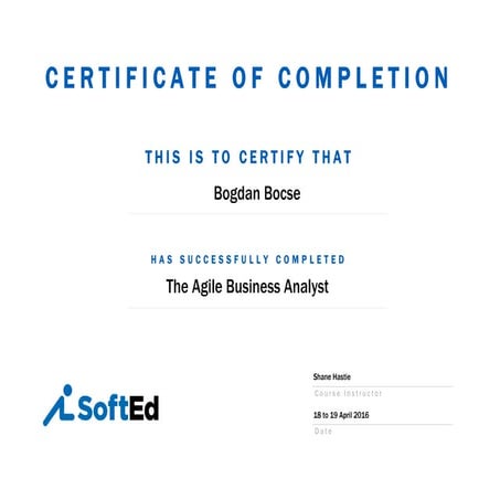 Agile Business Analysis - Certificate | PDF