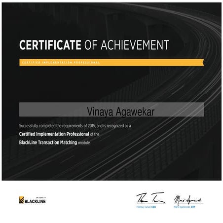BlackLine Transaction Matching Certificate | PDF