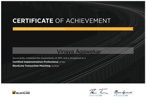 BlackLine Transaction Matching Certificate | PPT