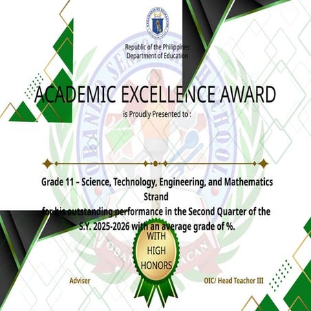 With High Honor certificate format. You may use this for education | PPTX