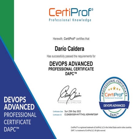 Devops Advanced Professional Certificate Dapc Ppt