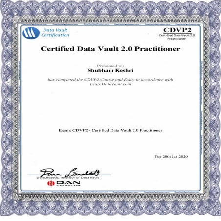 Certified Data Vault 2.0 Practitioner | PDF