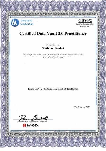 Certificate Data Quality Developer | PPT