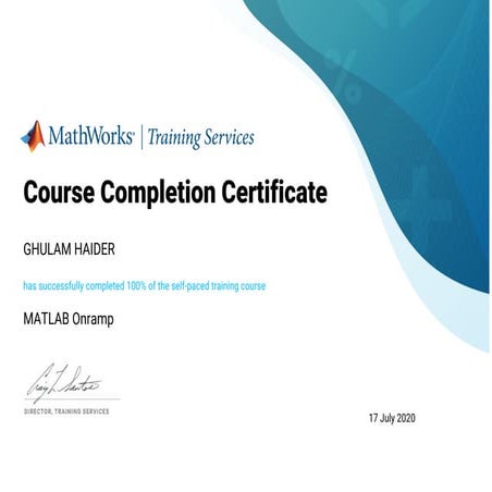 MATLAB Onramp Certificate | PDF