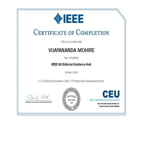 IEEE Editorial Certificate | PDF