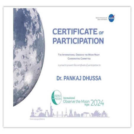 Dr. PANKAJ DHUSSA NASA INTERNATIONAL OBSERVE THE MOON NIGHT | PDF