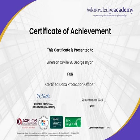 Certificate - Certified Data Protection Officer | PDF