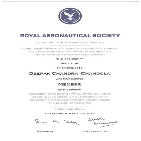Member of Royal Aeronautical Society (MRAeS) | PDF