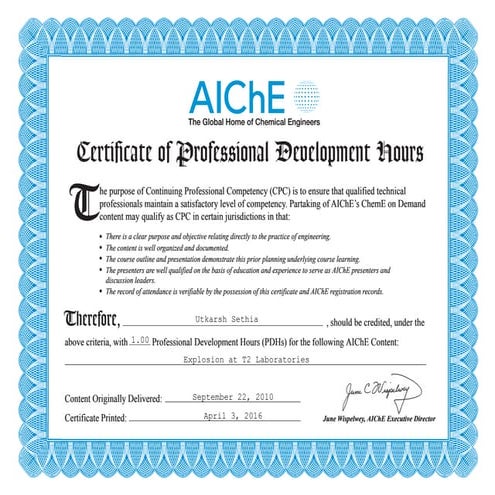 Certificate explosion at t2 laboratories | PDF