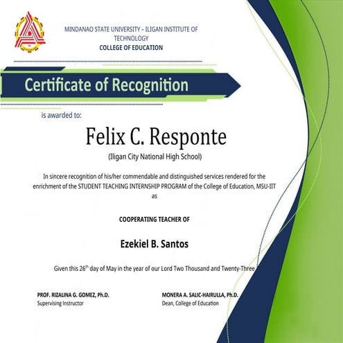 certificate of cooperating teacher. you may see the document if you ...