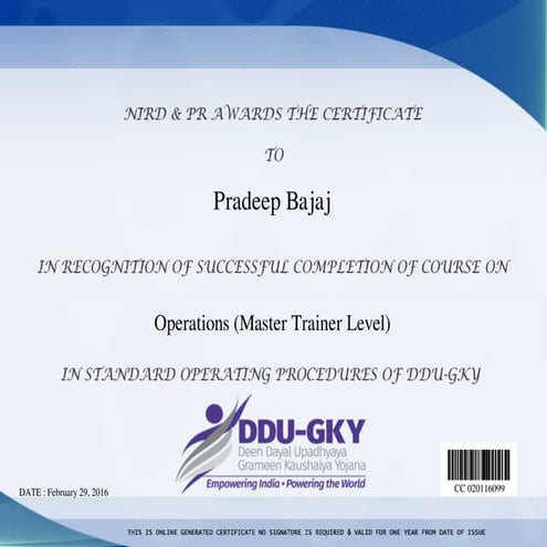 Certificate master trainer -pradeep bajaj | PDF