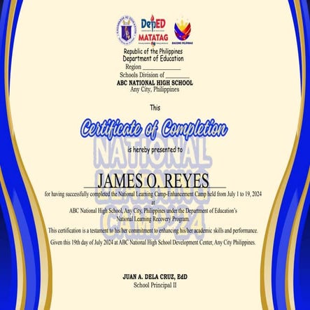 Certificate-of-Completion-5 for National Learning Camp students joined ...